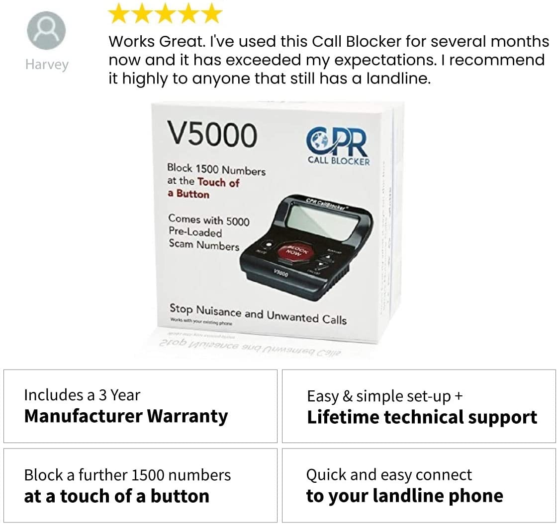 CPR V5000 Call Blocker for landline and Stop Nuisance Calls.